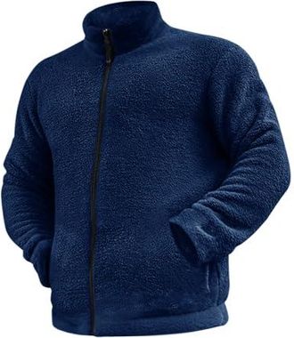 Generic Veste polaire pour homme - Haut chaud pour homme - Printemps - Automne - Hiver - Veste en peluche avec poche zippée - Couleur unie - Chaud - Pour la v