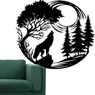 Generic Wanddekoration aus Metall mit Wolf, Wandkunst, Wolf, Wandkunst, einzigartige Tierwanddekoration, kreative Kunst, für Wohnzimmer