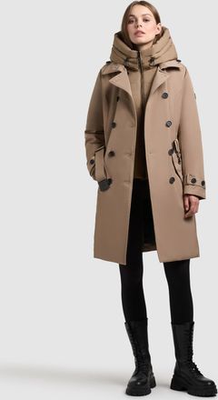 Khujo Trenchcoat KHUJO GORA, Damen, Gr. L, cookie beige, Web, 100% Polyester, unifarben, eingesetzt gerader Abschluss mit Kn&ouml;pfen, M&auml;ntel, Topseller