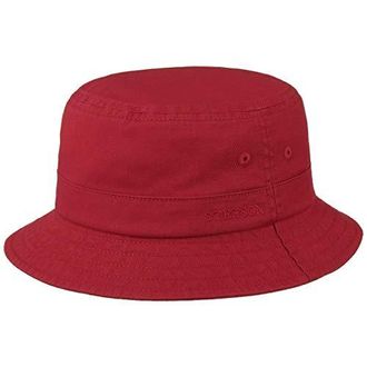 Stetson Chapeau Anti UV Cotton Twill Bucket Femme/Homme - de Peche en Coton Ete Printemps-ete - M (56-57 cm) Rouge