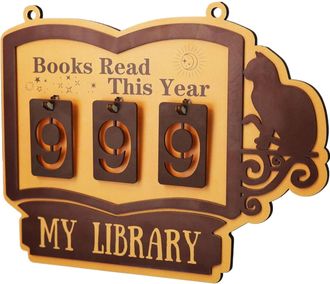 Generic Buchz&auml;hler Schild - Aufh&auml;ngbare Holz Deko,Schild Zur Anzeige Von Gelesenen B&uuml;chern - Arbeitszimmer Homeoffice Bibliothek Lesecke Wand Studierzimmer