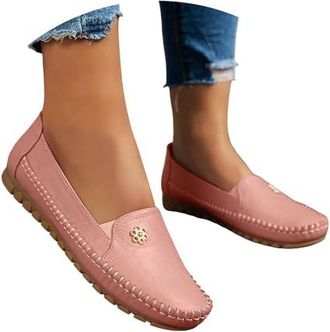 Generic Chaussures orthop&eacute;diques pour femme - En cuir - Motif fleurs - Soutien de la vo&ucirc;te plantaire - Mocassins &agrave; enfiler - Bout rond - Sans talon - L&eacute;g&egrave;res 