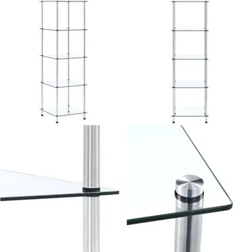 vidaXL Vidaxl - Regal mit 5 Ablagen Transparent 40x40x130 cm Hartglas - Glast&uuml;rken - B&uuml;cherregal - Regal Aus Glas - Modernes Regal - Regal Transparent