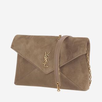Saint Laurent Womens Shoulder Bag Suede Beige