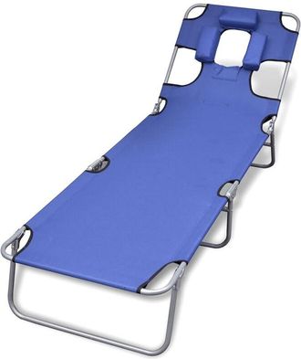 vidaXL Vidaxl - Klappliege mit Kopfkissen Pulverbeschichteter Stahl Blau
