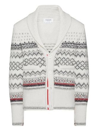 Thom Browne cardigan Donegal en tweed - Blanc