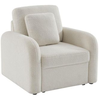 Sweeek Sessel mit cremefarbenem Teddy Boucl&eacute;-Bezug