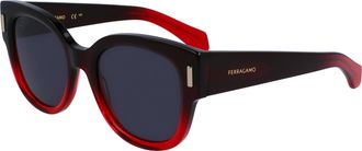Ferragamo FERRAGAMO Salvatore SF2007S 615 Gradient Transparent Dark Red Sunglasses Woman Acetato, Tea Cup, 51
