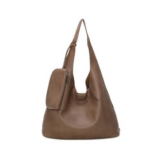 Generic Sac &agrave; main Hobo de luxe pour femme - En cuir synth&eacute;tique - Avec plusieurs compartiments - Grande capacit&eacute; - 46 x 37 x 14 cm, taupe, Large
