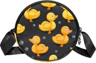 Generic Sac &agrave; bandouli&egrave;re rond rond pour femme, petit sac &agrave; bandouli&egrave;re mignon en forme de canard avec fermeture &eacute;clair et bretelles r&eacute;glables