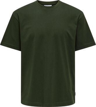 Only & Sons Herren Rundhals T-Shirt ONSFRED - Relaxed Fit S-XXL Schwarz Weiss, Größe:XXL, Farbe:Rosin 22022532