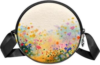 Generic Petit sac &agrave; bandouli&egrave;re circulaire pour femme, sac &agrave; bandouli&egrave;re avec fermeture &eacute;clair et bretelles r&eacute;glables style d&eacute;contract&eacute; pour femmes et filles