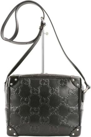 Gucci Sac bandouli&egrave;re en cuir GG emboss&eacute; Pre-owned - Femme - Pre-owned - Noir - Taille: ONE Size