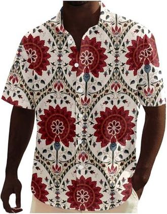 Generic Chemise &agrave; manches courtes pour homme style traditionnel africain Dashiki d&eacute;t&eacute; hawa&iuml;en vacances &agrave; fleurs Ankara, blanc, XXL