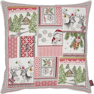 Hossner Kissenh&uuml;lle Weihnachten 45x45 Kissen Kissenbezug Weihnachtskissen Dekokissen Santa Gewebt Stoff Waschbar