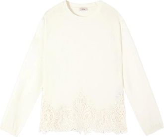 Oltre Femme, Pulls, Blanc, Taille: 42 FR Pull en maille viscose et dentelle