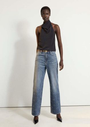Mango Jean 100 % coton brillant bleu fonc&eacute; - Femme - 32 - MANGO