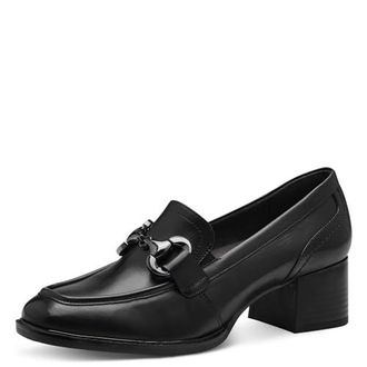 Tamaris Comfort mocassins femme cuir &agrave; talon bloc, Black, 41 EU