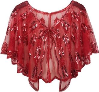 Generic Femme sequin châle et wraps élégant soirée vintage lâche cape châle robe enveloppée avec fête banquet paillettes chérie étole 1920s-pour cape pailleté