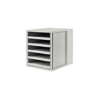 Han Schubladenbox schrank-set 5 Schubladen din A4 Polystyrol Geh&auml;usefarbe: lichtgrau Farbe der Schublade: lichtgrau