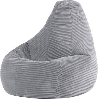 Icon Brand Dalton Pouf Enfant, Velours C&ocirc;tel&eacute;, pour Poire avec Remplissage, Chaise Enfant, Fauteuil Chambre, Meuble Chambre, Meuble Salon, Gris