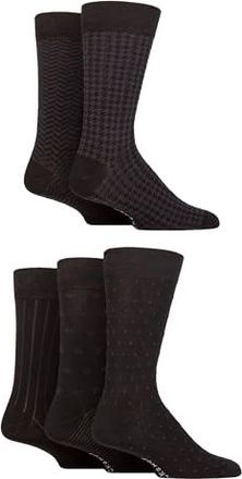 SockShop Hommes Chaussettes en bambou naturel color&eacute; et color&eacute; &agrave; motifs divers mod&egrave;les pour un usage quotidien Taille 40-45 Multipack de 5 Noir/Gris Fonc&eacute; 40-4