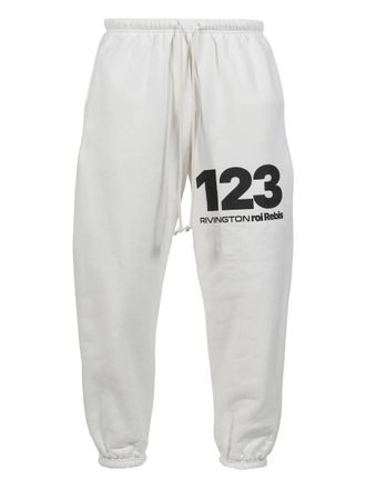 RRR123 pantalon de jogging à lien de resserrage - Blanc