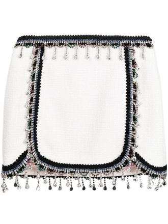 Dsquared2 minijupe &agrave; ornements en cristal - Blanc