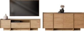 Mirjan24 Wohnzimmerset Jundia I, Anbauwand, Wohnzimmerschrank, Möbelset für das Wohnzimmer, griffloses Öffnungssystem, enthaltene Teile: Kommode, TV-Schrank (E
