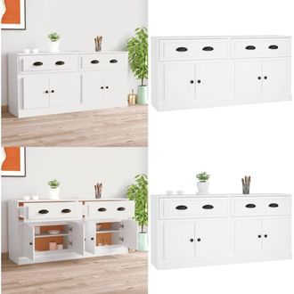 vidaXL Sideboards 2 Stk. Wei&szlig; Holzwerkstoff - Sideboard - Wohnzimmerm&ouml;bel - Holzschrank - Wei&szlig;er Schrank - M&ouml;bel Online Kaufen - Home & Living