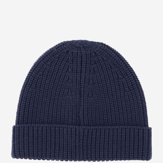 Valentino Garavani Mens Vlogo Beanie Navy Virgin Wool Hat
