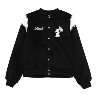 Rhude Baggy Collegiate Logo Short Bomber - - Jackets - Herren - Schwarzk - M