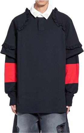 Simone Rocha Homme, Tops, Noir, Taille: S Layered Ruffle Rugby Shirt