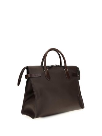 Valentino Garavani Mens Top Handle Bag Antibes Oak Brown Dark Brown-Oak Calf Leather Shoulder Brown/oak