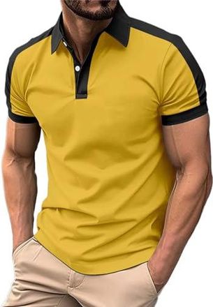 Generic MJGkhiy Hommes T-shirt Polo Manches Courtes Slim Fit T-shirts Col en V Golf Polo &Eacute;lastique T-Shirt D&eacute;contract&eacute; Sport Polo &Eacute;l&eacute;gant Tricot V&ecirc;tements de 