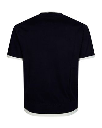 Paolo Pecora Mens Crew-Neck T-Shirt Blue Cotton Jumpers Sweater