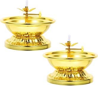 Cabilock Verstellbare Tibetische Ghee &Ouml;llampe aus Massiver Legierung Vintage Butterlampe f&uuml;r Gebet und Meditation Oxidationsbest&auml;ndig Innenraum Dekoration 2 St