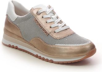 Marco Tozzi Damen Sneaker flach mit Schnürsenkeln Vegan, Mehrfarbig (White/Gold), 40 EU