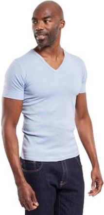 Armor Lux T-Shirt col V - Coton &eacute;pais Issu de l Agriculture Biologique Bleu Chine L