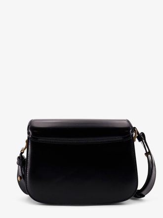 Ami Womens Leather Shoulder Bag With Metal Logo Black Handbags Hand