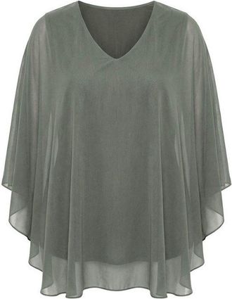 Miamoda Longbluse Meshbluse weite Passform Muster R&uuml;ckenschlitz