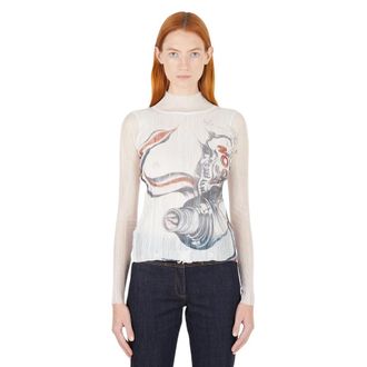 J.W.Anderson Sheer Pleated Print Underpinning Top - - Blouses & Shirts - Damen - Wei&szlig; - M