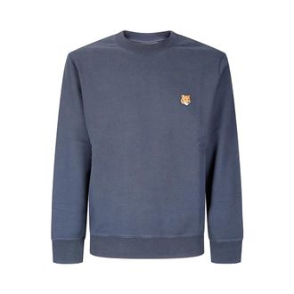 Maison Kitsun&eacute; Navy Blue Fox Head Bestickter Sweatshirt - - Sweatshirts & Hoodies - Herren - Blau - M