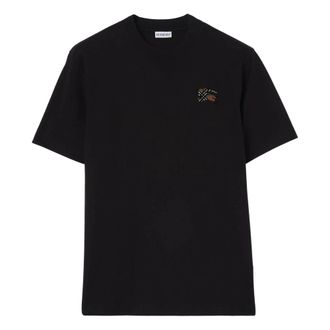 Burberry Knight Check Baumwoll-T-Shirt - - Tops - Herren - Schwarzk - S