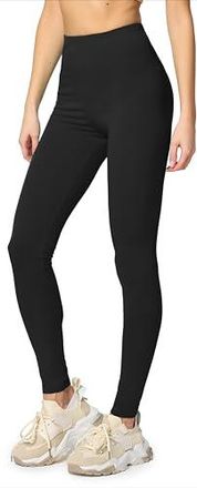Merry Style Legging Femme Confortables et Extensibles Legging Sport Femme Coton Naturel Respirant Parfait pour Yoga Pilates Fitness Tenue de Sport MS10-198 (Noir,