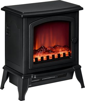 HOMCOM Elektrokamin mit Heizung, elektrischer Kamin mit LED Flammeneffekt, 1000/2000 W, Kaminofen mit &Uuml;berhitzungsschutz, elektrisch Kaminfeuer Standkamin, S