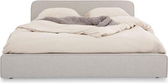 IDIMEX Lit double BELARTI 140 x 190 cm, revêtement en tissu - Gris clair