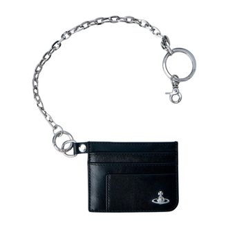 Vivienne Westwood Homme, Accessoires, Noir, Taille: ONE Size Flat Chain Card Holder