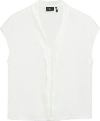 s.Oliver Kurzarmshirt T-Shirt Bluse im Fabricmix mit V-Ausschnitt
