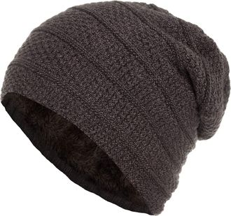 Faera warm gef&uuml;tterte Beanie Winterm&uuml;tze Strick-M&uuml;tze Fleece-Futter Herren Damen M&uuml;tze Haube Einheitsgr&ouml;&szlig;e, Farbe:Braun